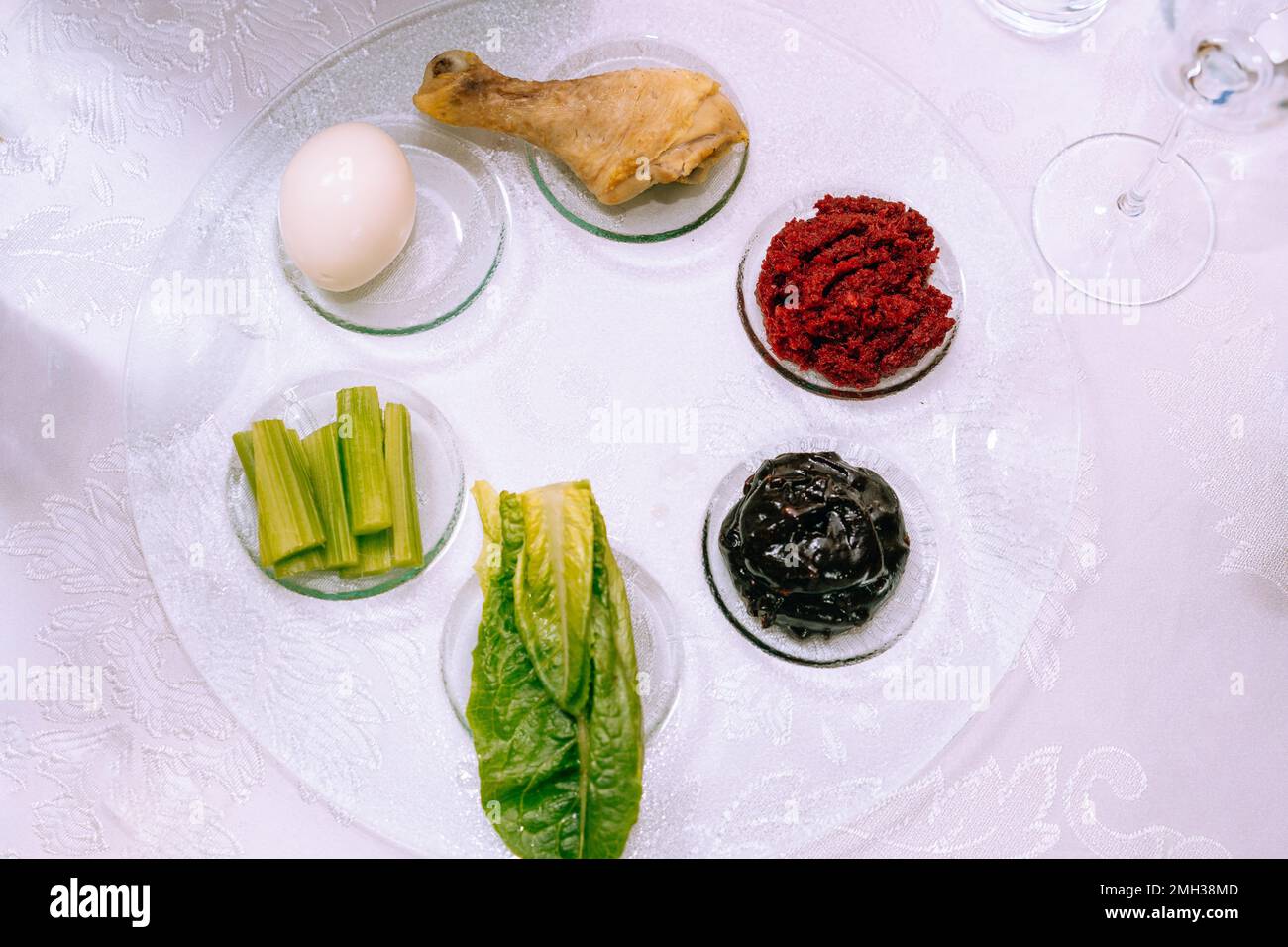 Passover Seder Plate with symbolic items used during the Seder meal on ...