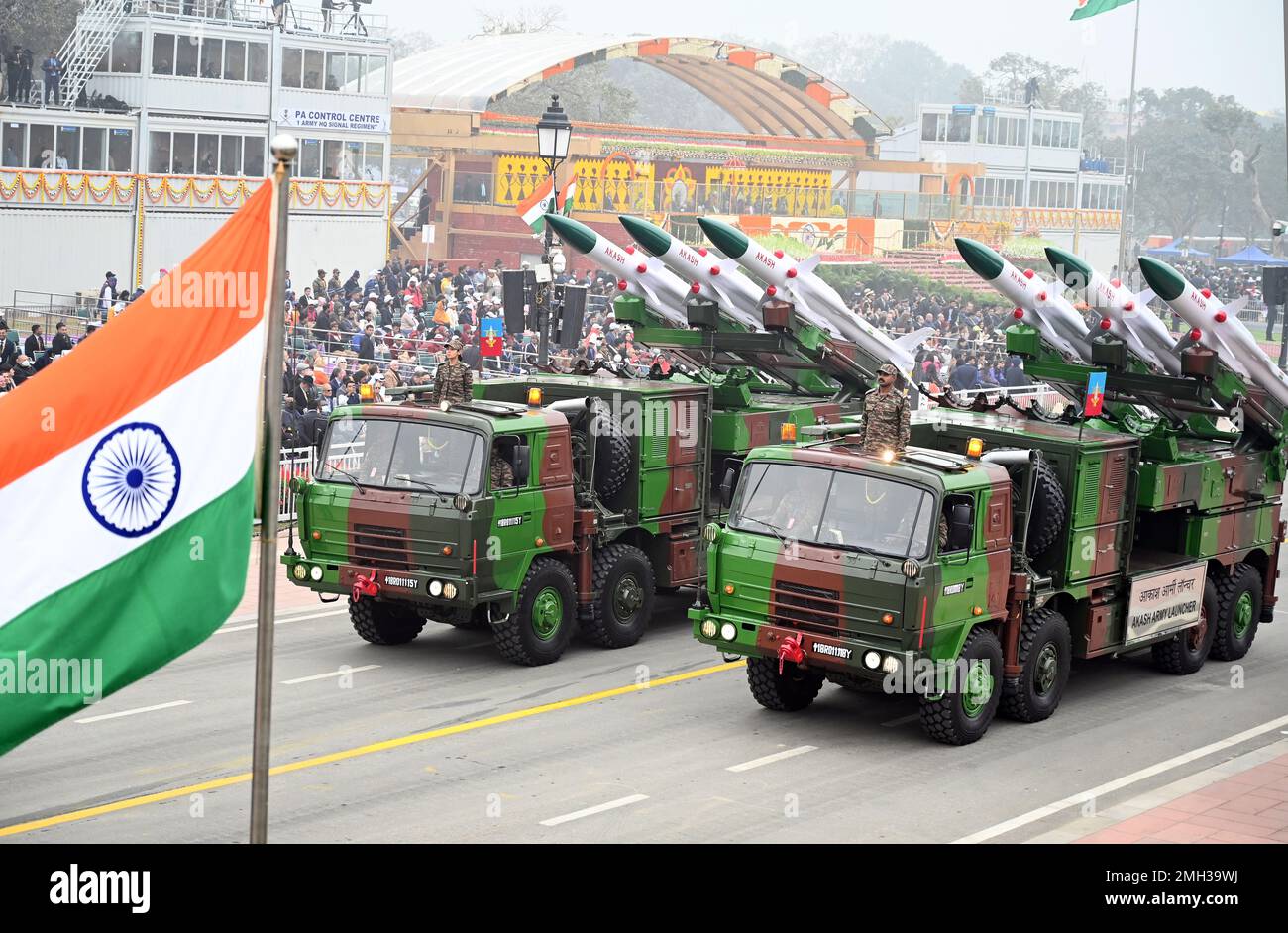 NEW DELHI, INDIA - JANUARY 26: Akash Army launcher on display during ...