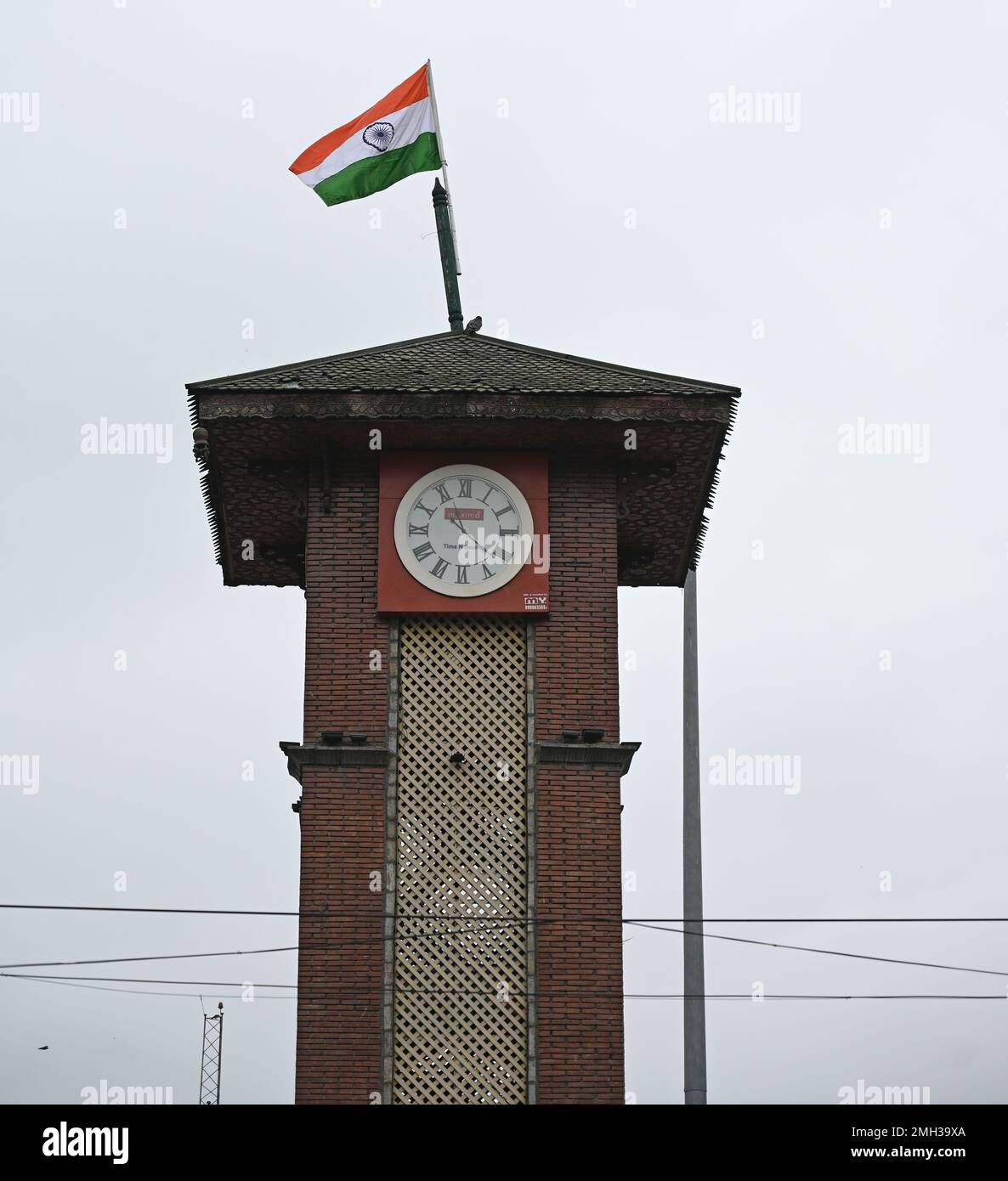 SRINAGAR, INDIA - JANUARY 26: Indian National flag being hoisted a top ...