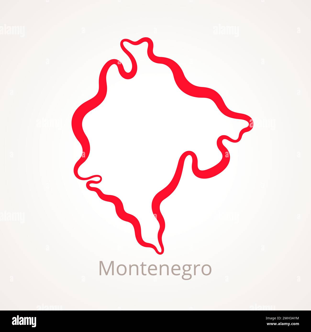 Outline map of Montenegro marked with red line Stock Vector Image & Art ...
