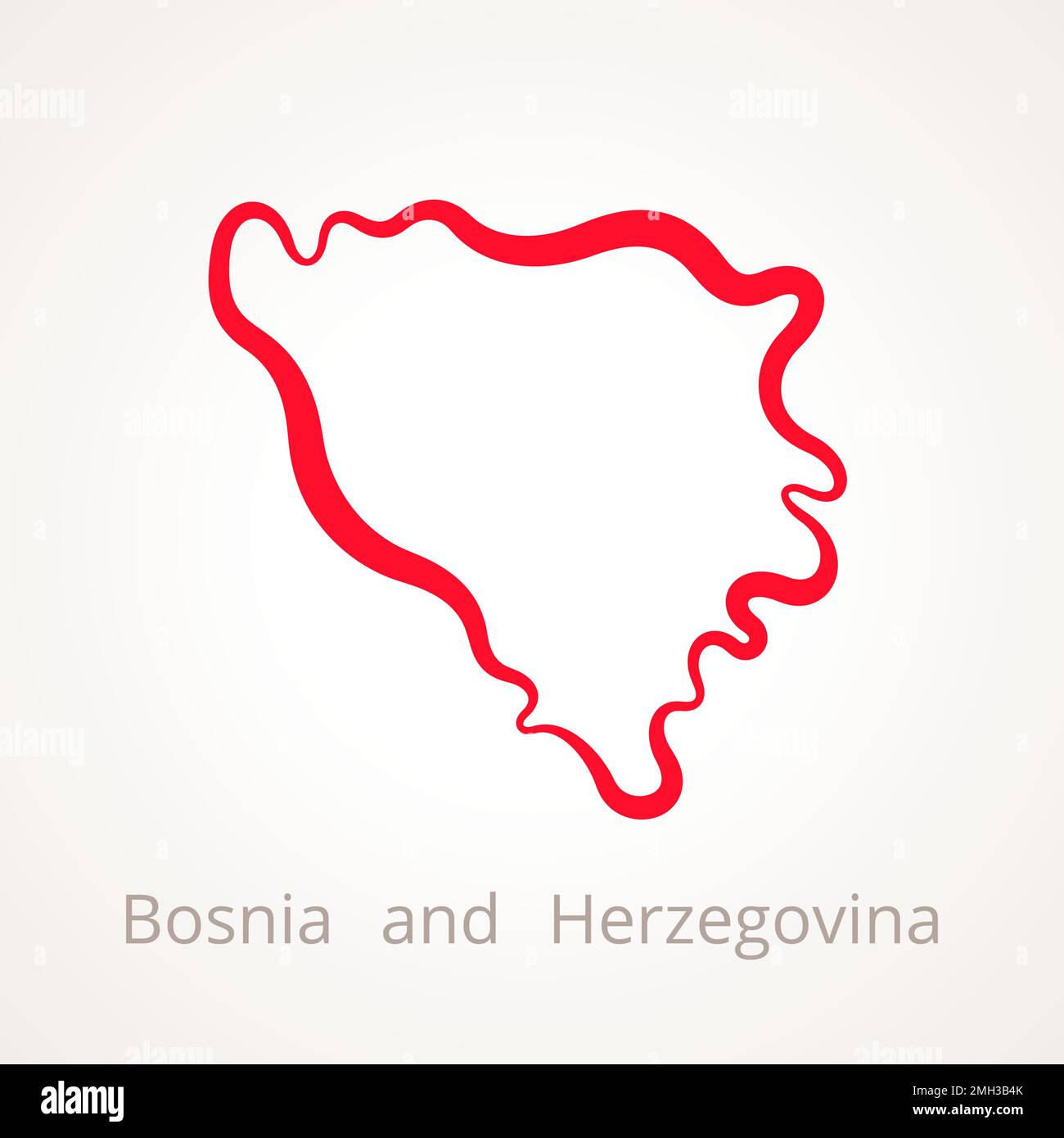 Outline map of Bosnia and Herzegovina marked with red line Stock Vector ...