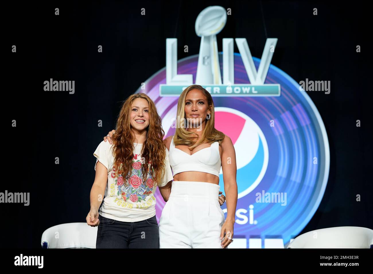 NFL Super Bowl 54 football game halftime performer Jennifer Lopez and ...