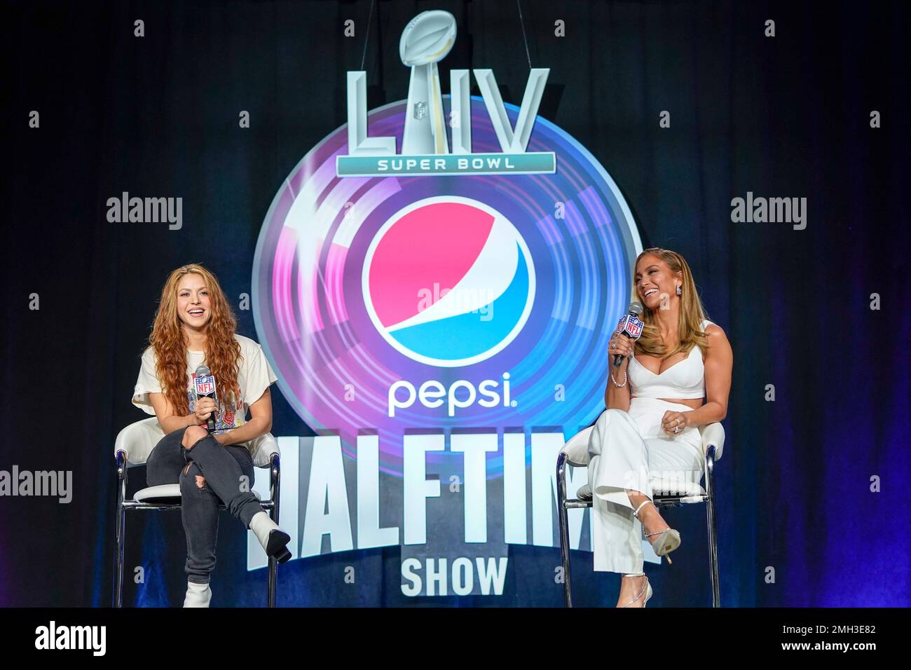 NFL Super Bowl 54 football game halftime performer Jennifer Lopez and ...