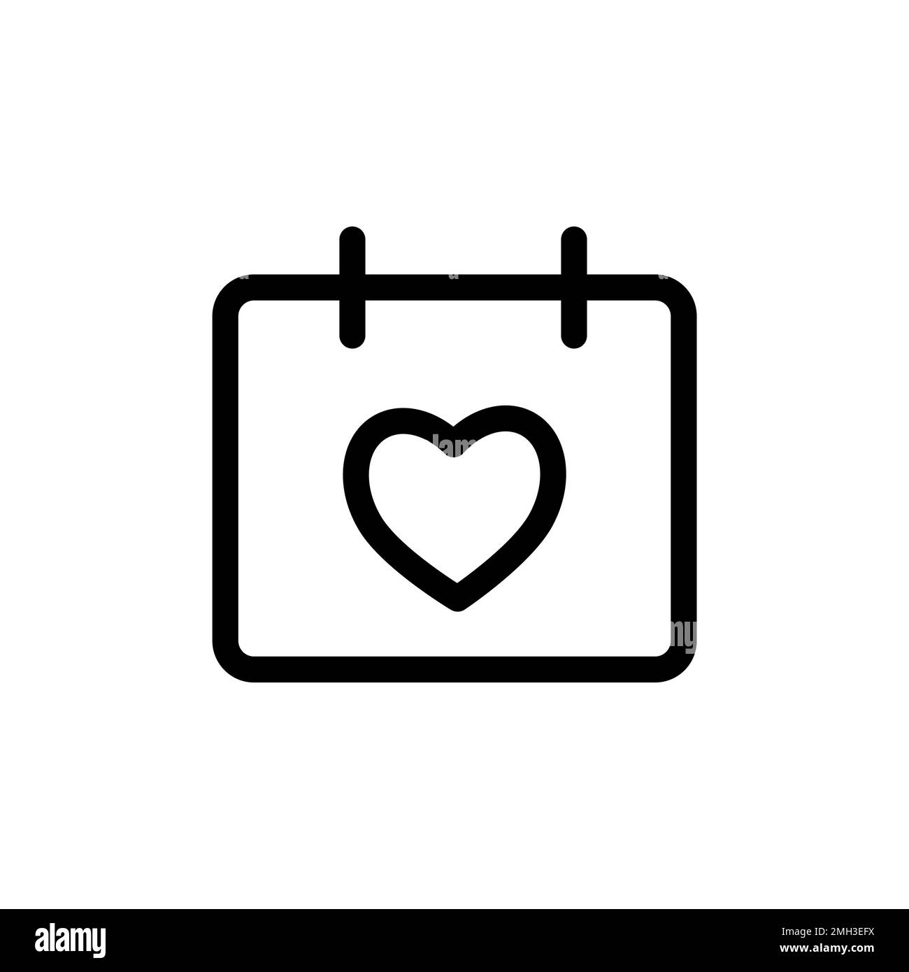 Wedding date icon line isolated on white background. Black flat thin ...