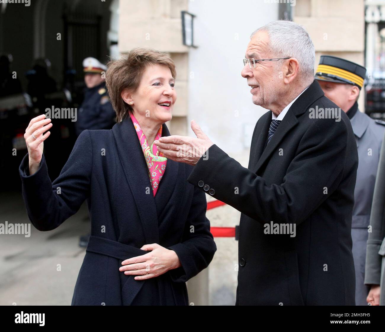 Austrian President Alexander Van der Bellen, right, and Swiss President ...