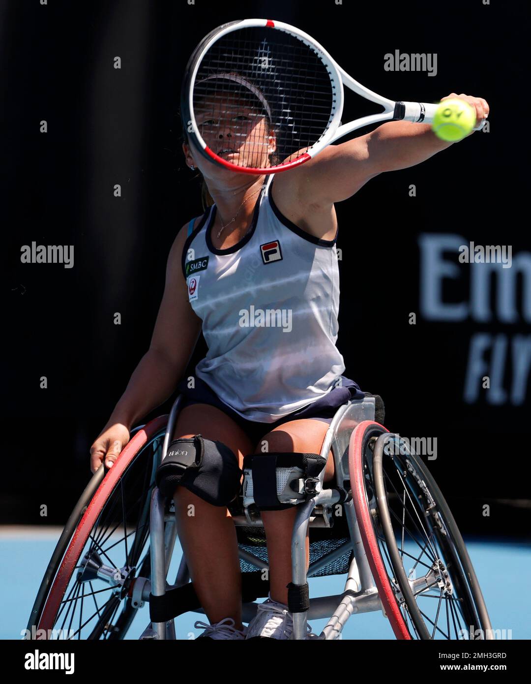 Japan's Yui Kamiji plays a backhand return to South Africa's Kgothatso ...