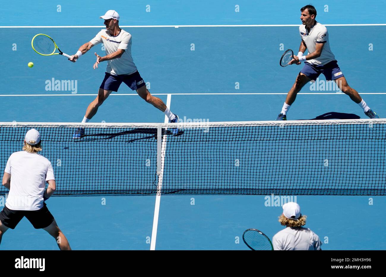 Slovakia's Filip Polasek, left, and Croatia's Ivan Dodig, right, during ...