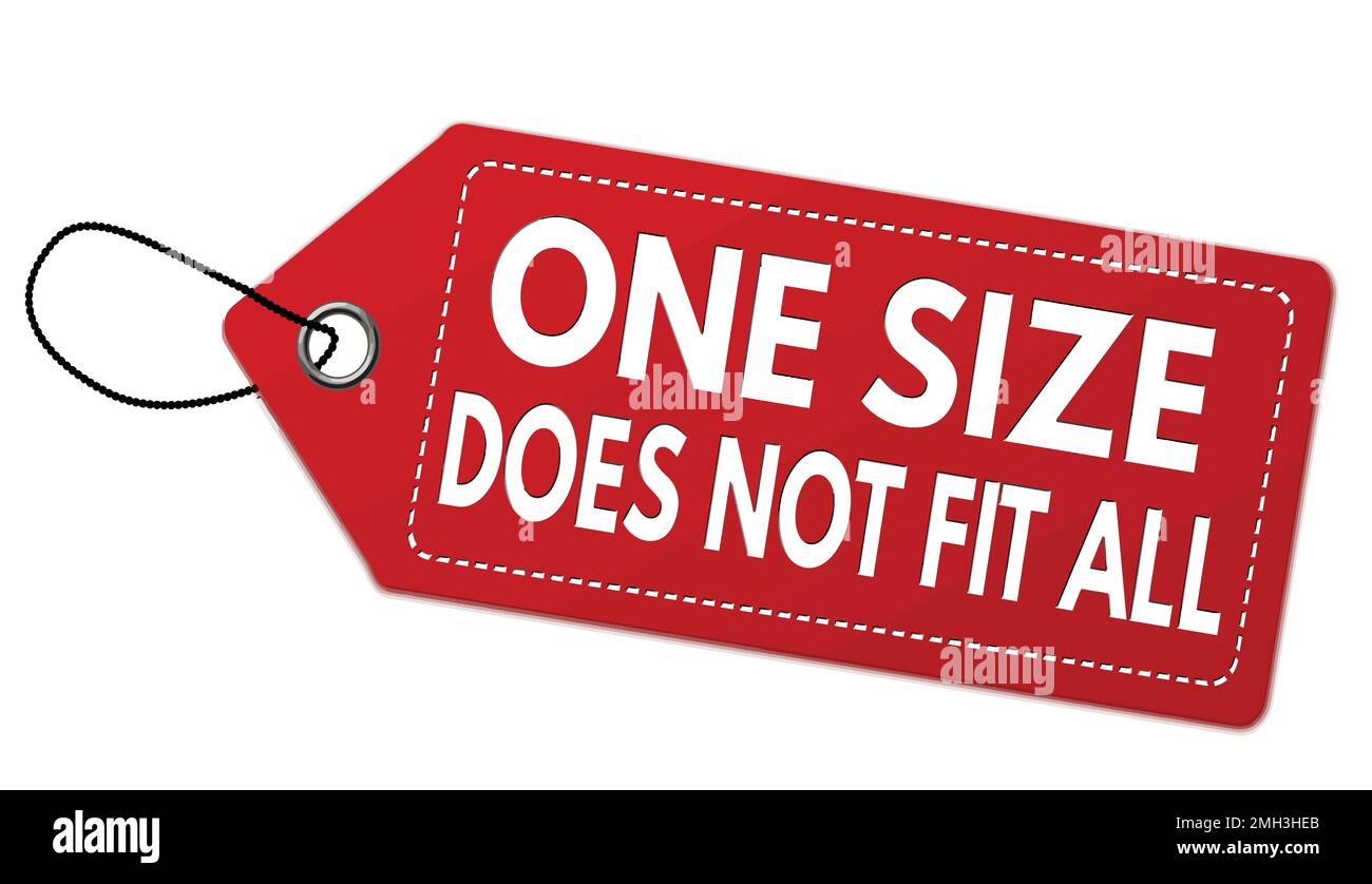 One Size Does Not Fit All Red Label Or Price Tag On White Background