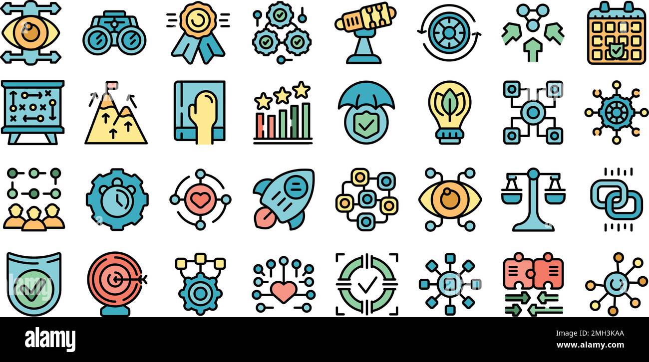 Integrity icons set outline vector. Passion honesty. Business trust ...