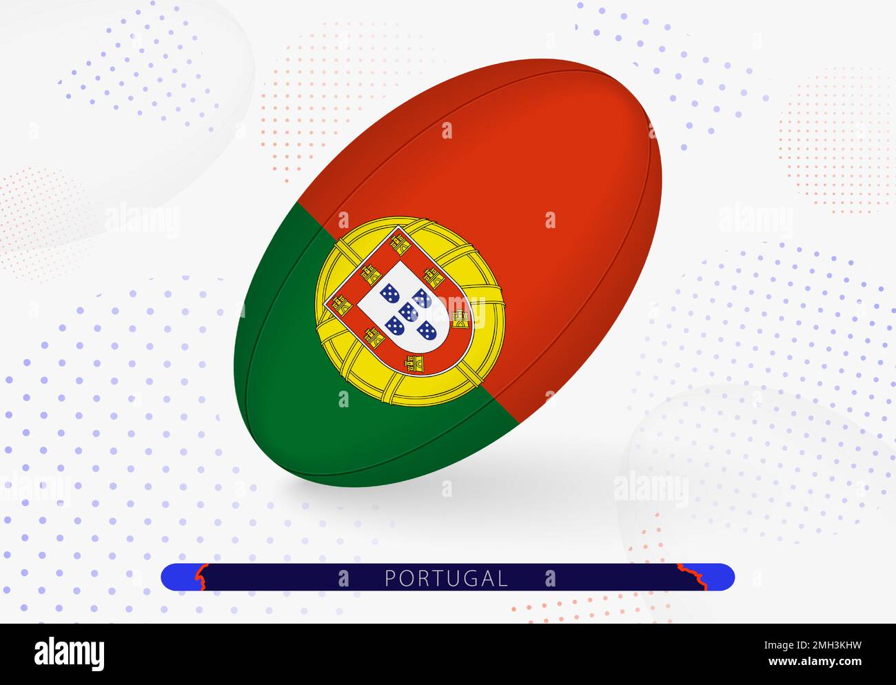Rugby ball with the flag of Portugal on it. Equipment for rugby team of ...