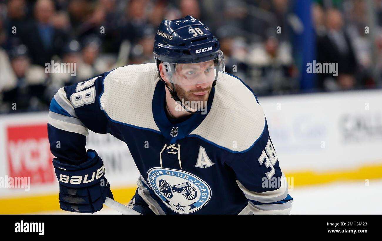 Columbus Blue Jackets' Boone Jenner plays against the Winnipeg Jets ...