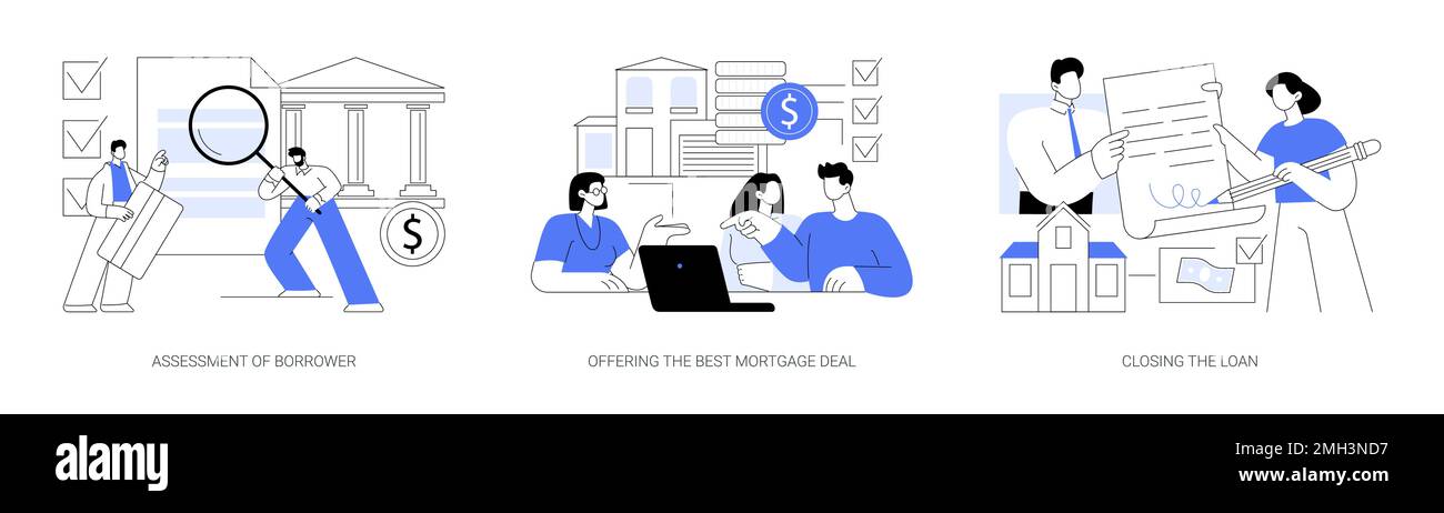 Mortgage broker services abstract concept vector illustration set ...