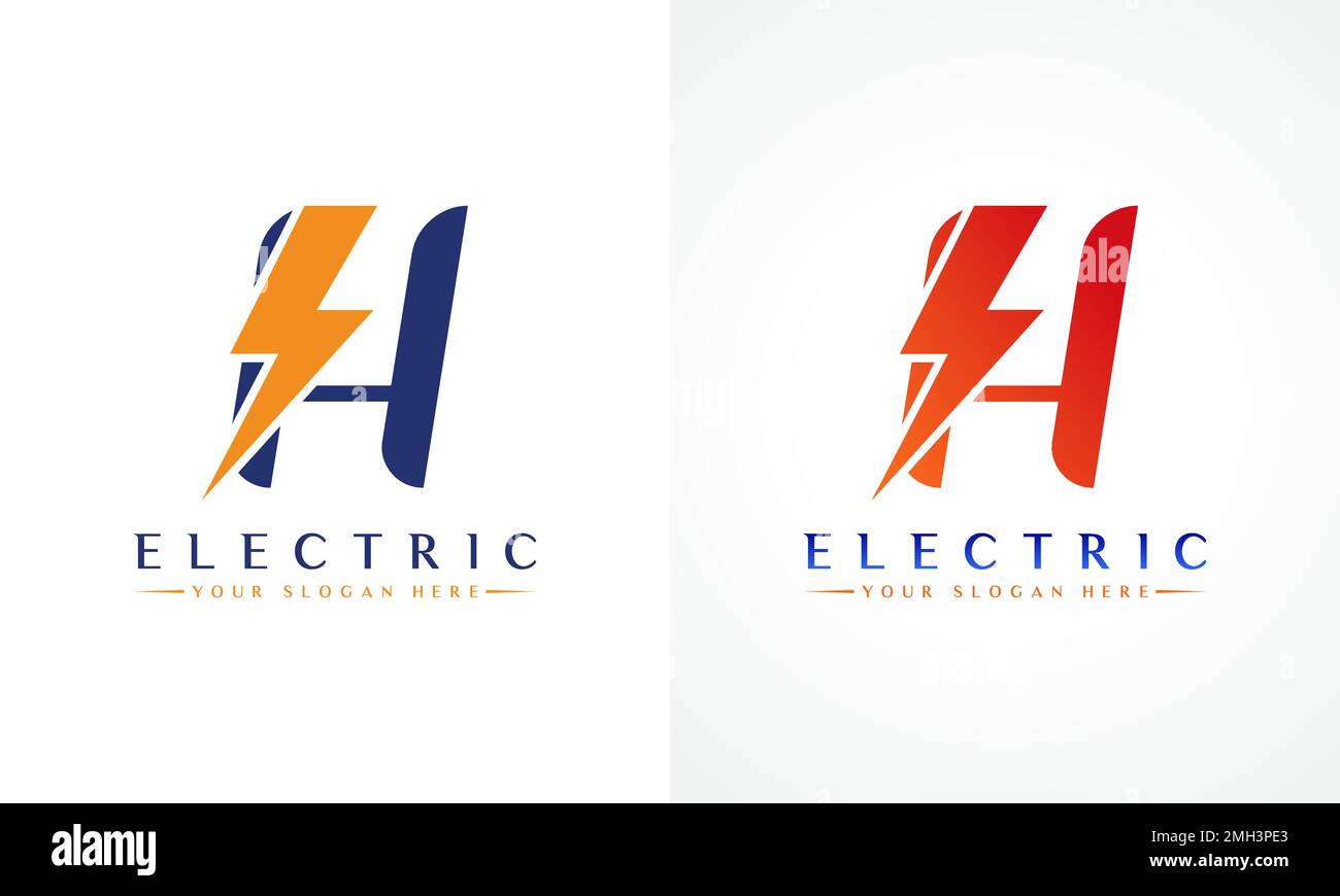 H Letter Logo With Lightning Thunder Bolt Vector Design. Electric Bolt Letter H Logo Vector ...
