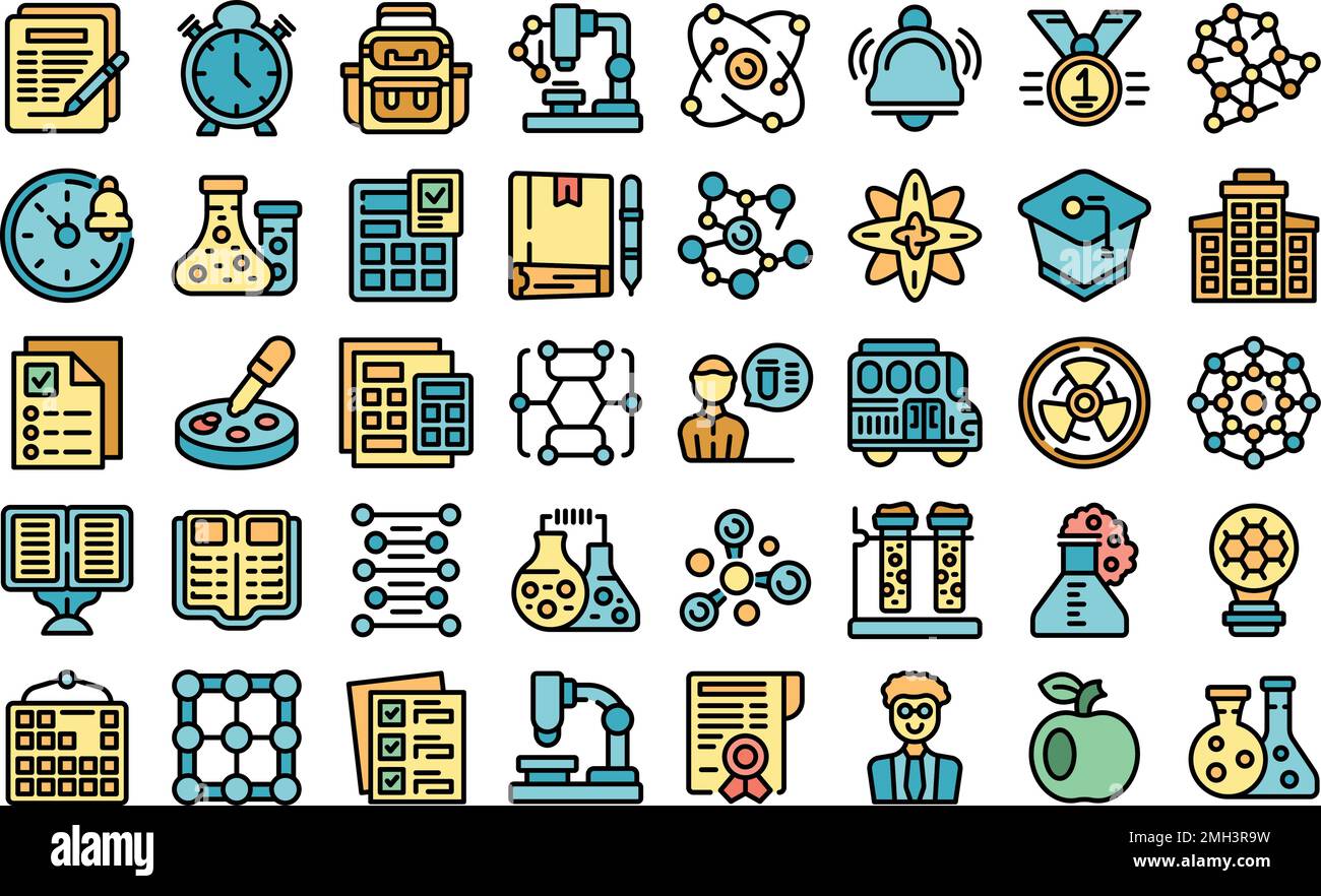 Chemistry teacher icons set outline vector. Science career ...