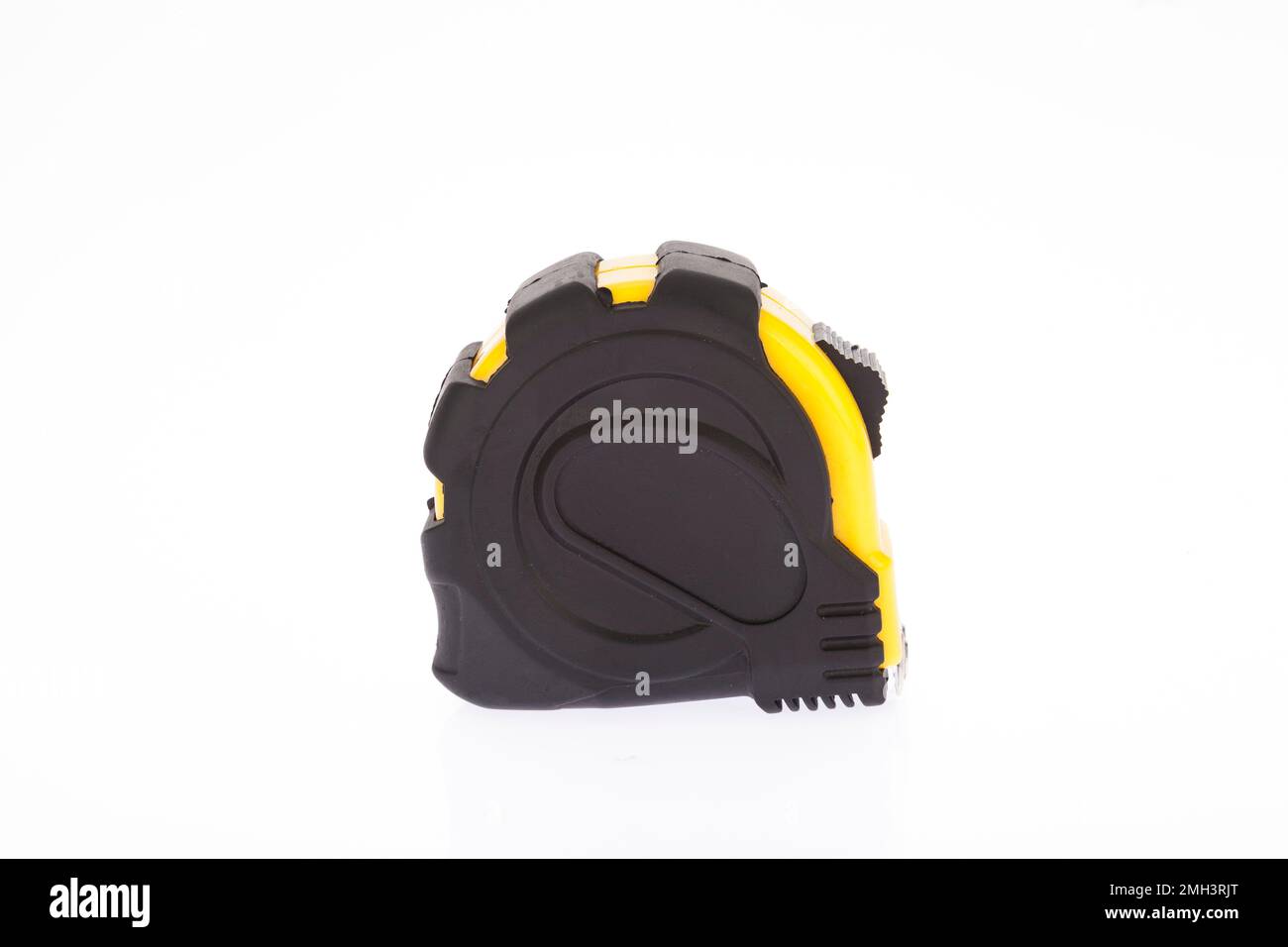 Yellow flexometer with black on white background Stock Photo - Alamy