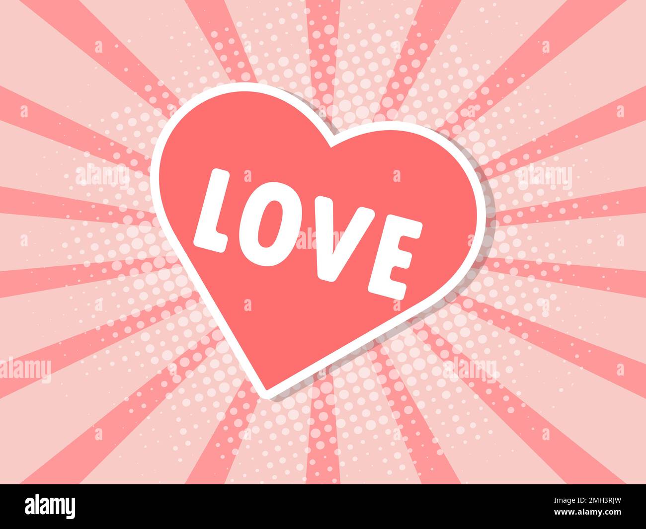 Pop art poster. Pink heart lettering love. Vector illustration Stock ...