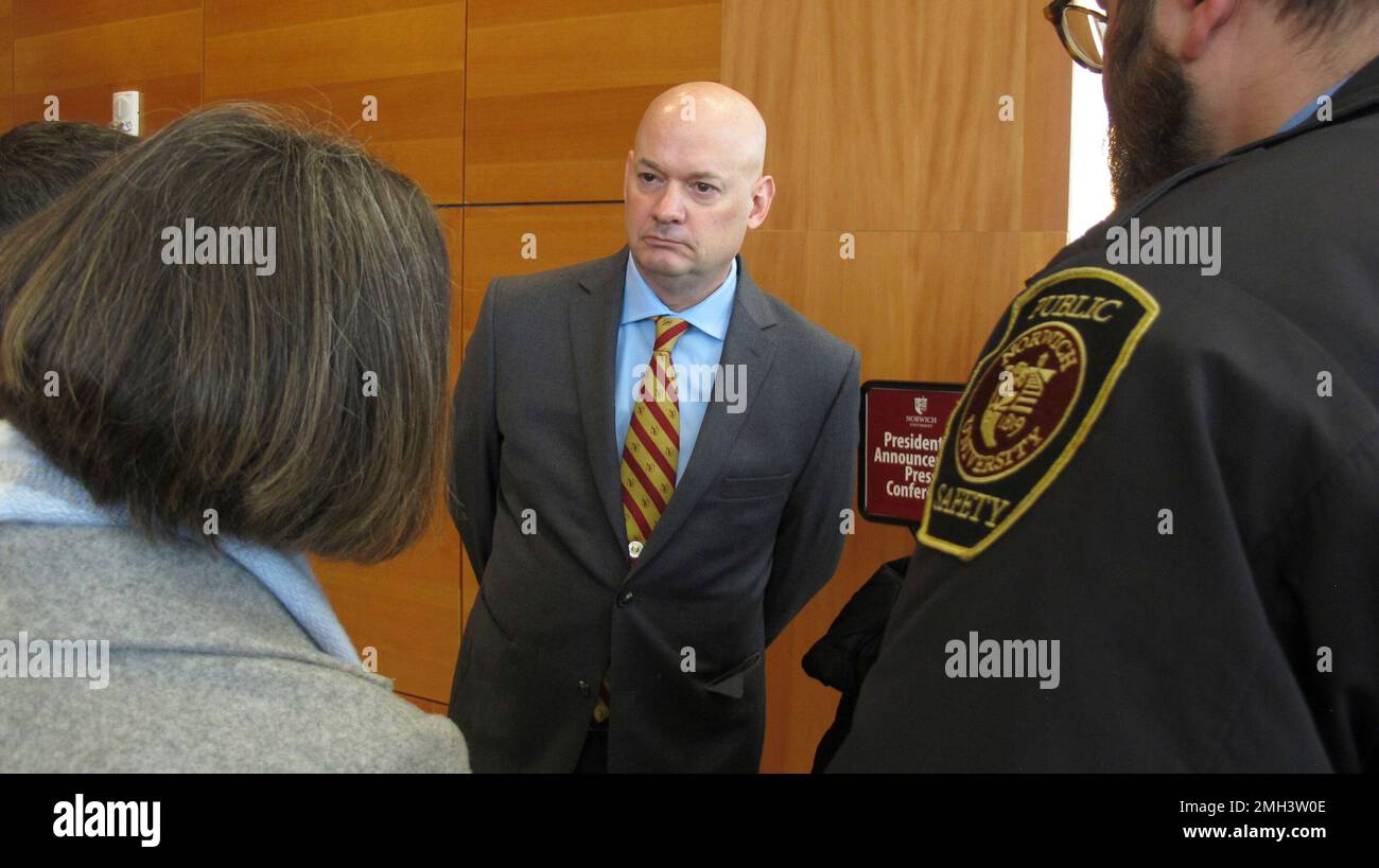 United States Air Force Col. Mark Anarumo speaks with well-wishers ...