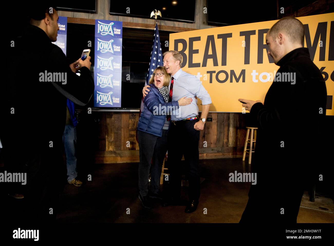 Mary Brown of Johnston, Iowa, reacts as she hugs Democratic ...