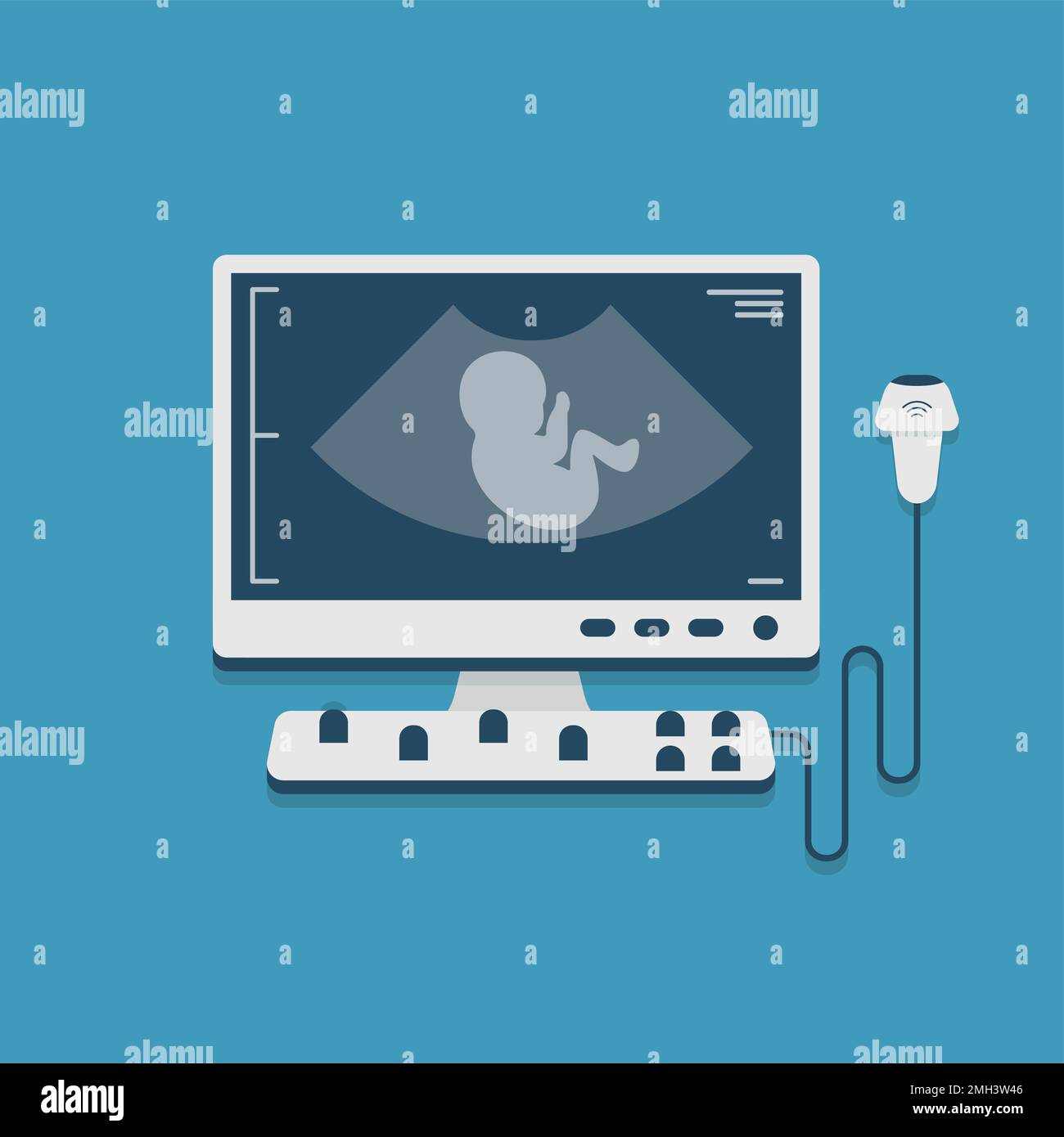 Ultrasound scan machine. Hospital examination room equipment isolated ...