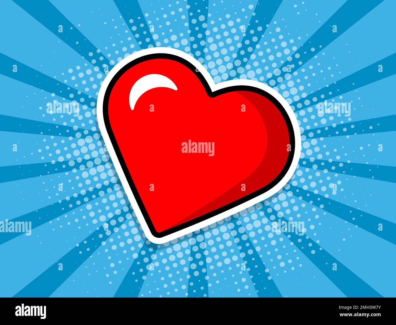 Pop art poster. Red cartoon heart. Vector illustration Stock Vector ...