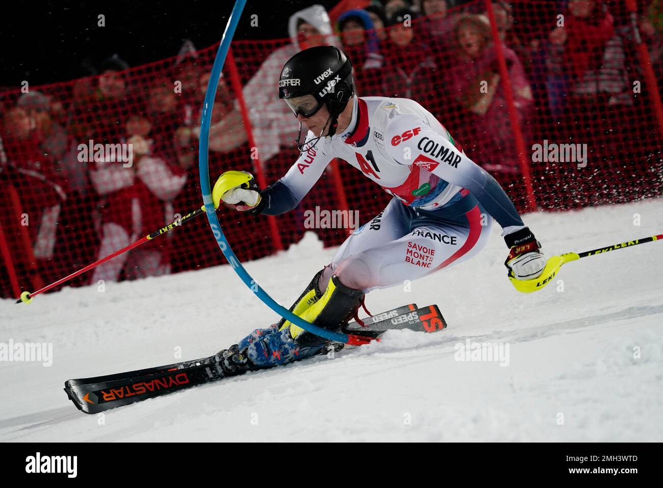 France's Clement Noel speeds down the course during an alpine ski, men ...