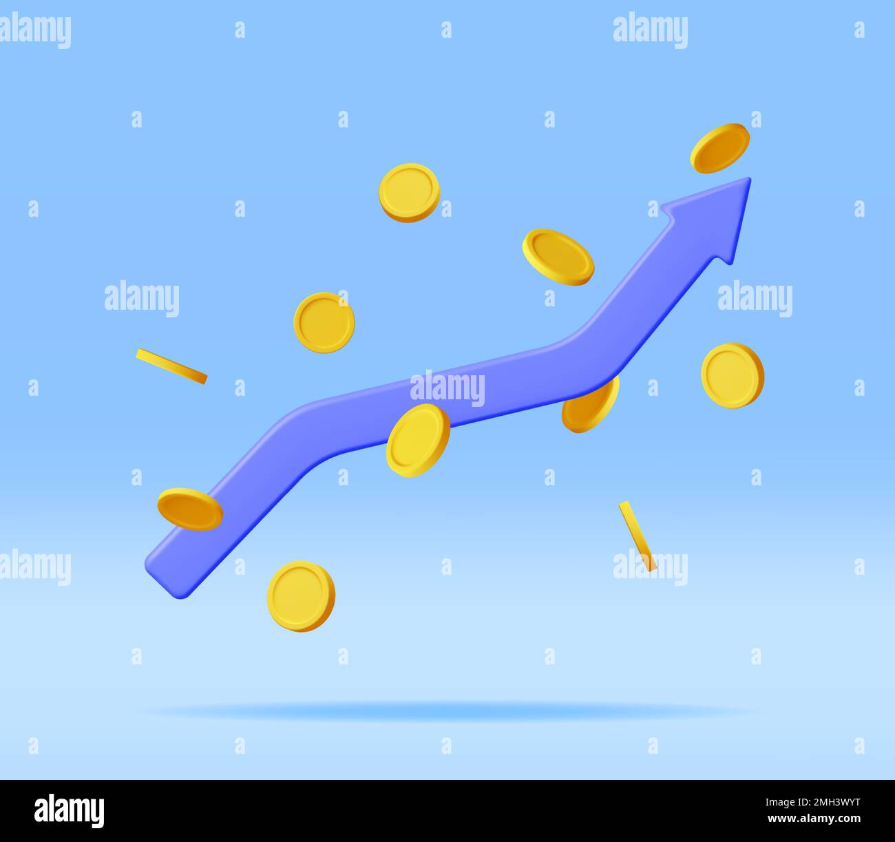 3D Growth Stock Chart Arrow with Golden Coins Stock Vector Image & Art ...