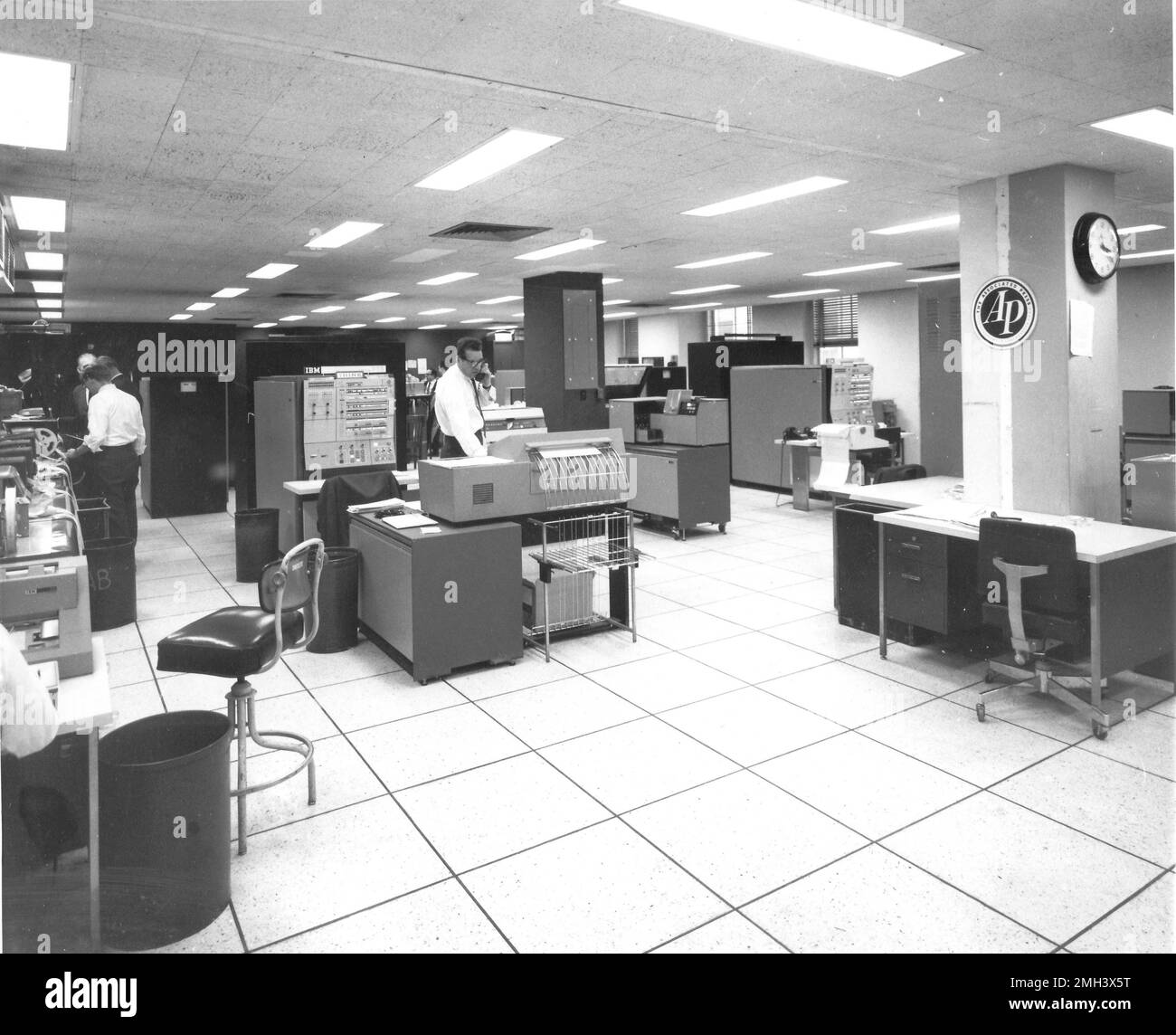 AP's computer room at Rockefeller Center headquarters, New York City ...