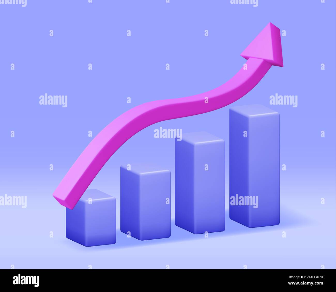 3D Growth Stock Diagram with Arrow Stock Vector Image & Art - Alamy