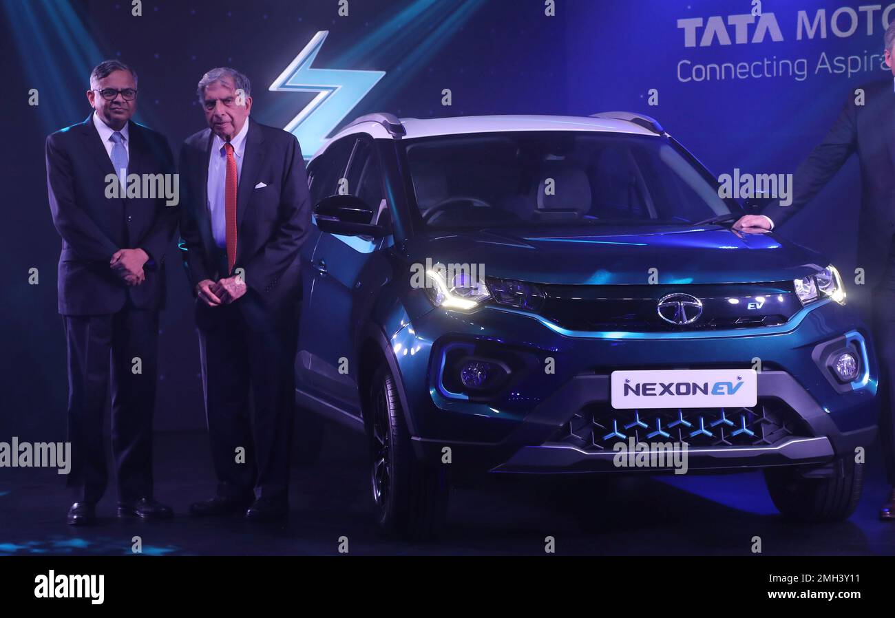 Tata Sons chairman Natarajan Chandrasekaran , left, and Tata group's ...