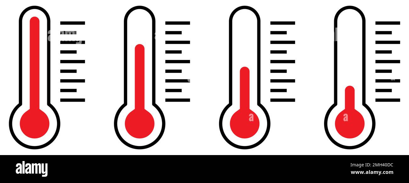 Thermometer icons. Hot temperature symbols. Vector illustration Stock ...