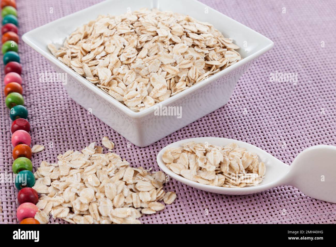 Flaked oatmeal a very healthy cereal Stock Photo - Alamy