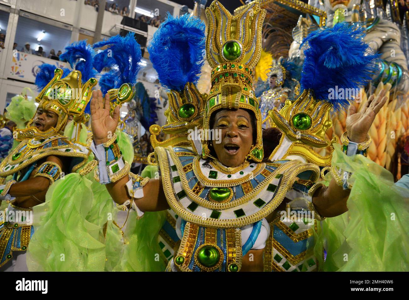 Rio de Janeiro Carnival Portela samba school parade. Revellers ...
