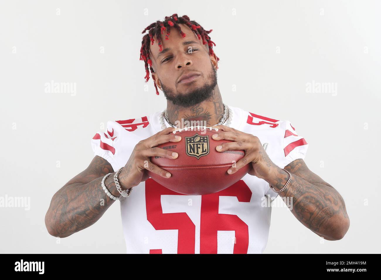 San Francisco 49ers linebacker Kwon Alexander poses for a portrait at ...