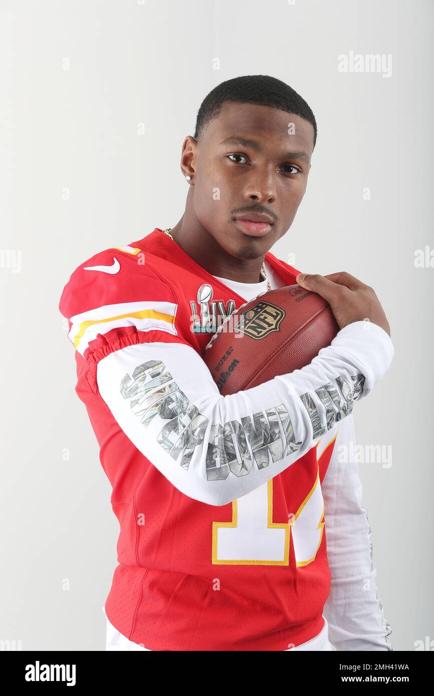 Kansas City Chiefs wide receiver Mecole Hardman poses for a portrait at ...