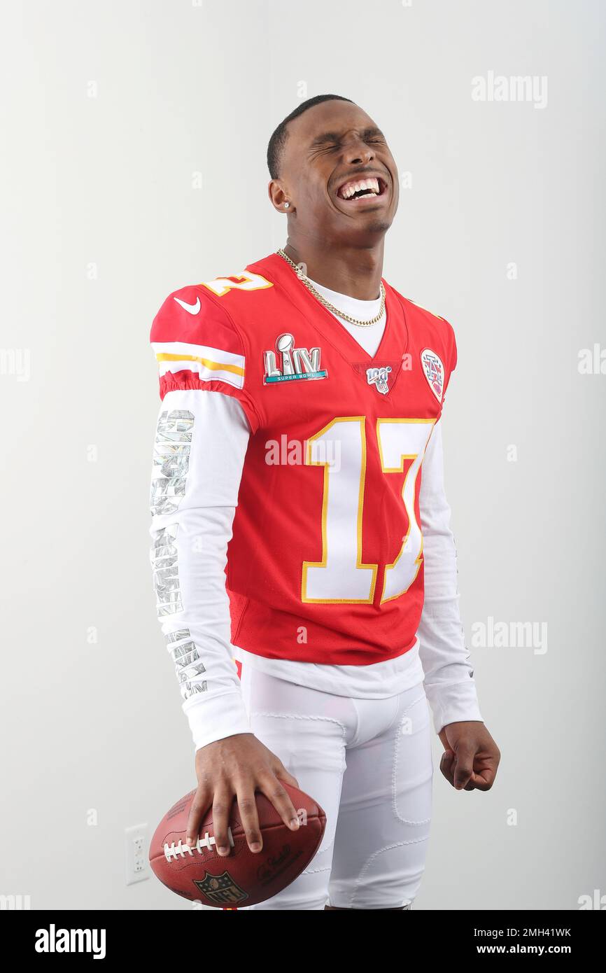 Kansas City Chiefs wide receiver Mecole Hardman poses for a portrait at ...