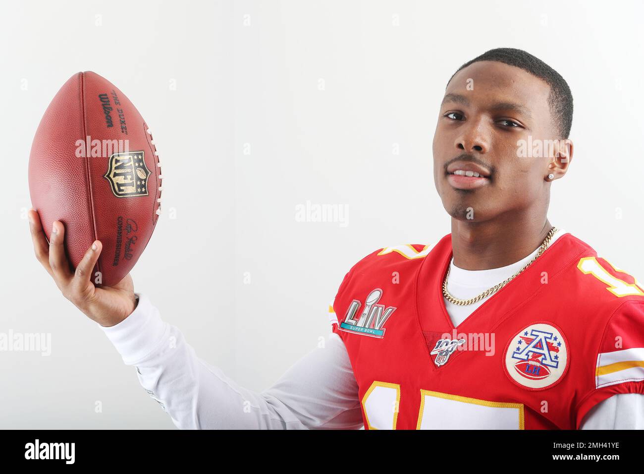 Kansas City Chiefs wide receiver Mecole Hardman poses for a portrait at ...