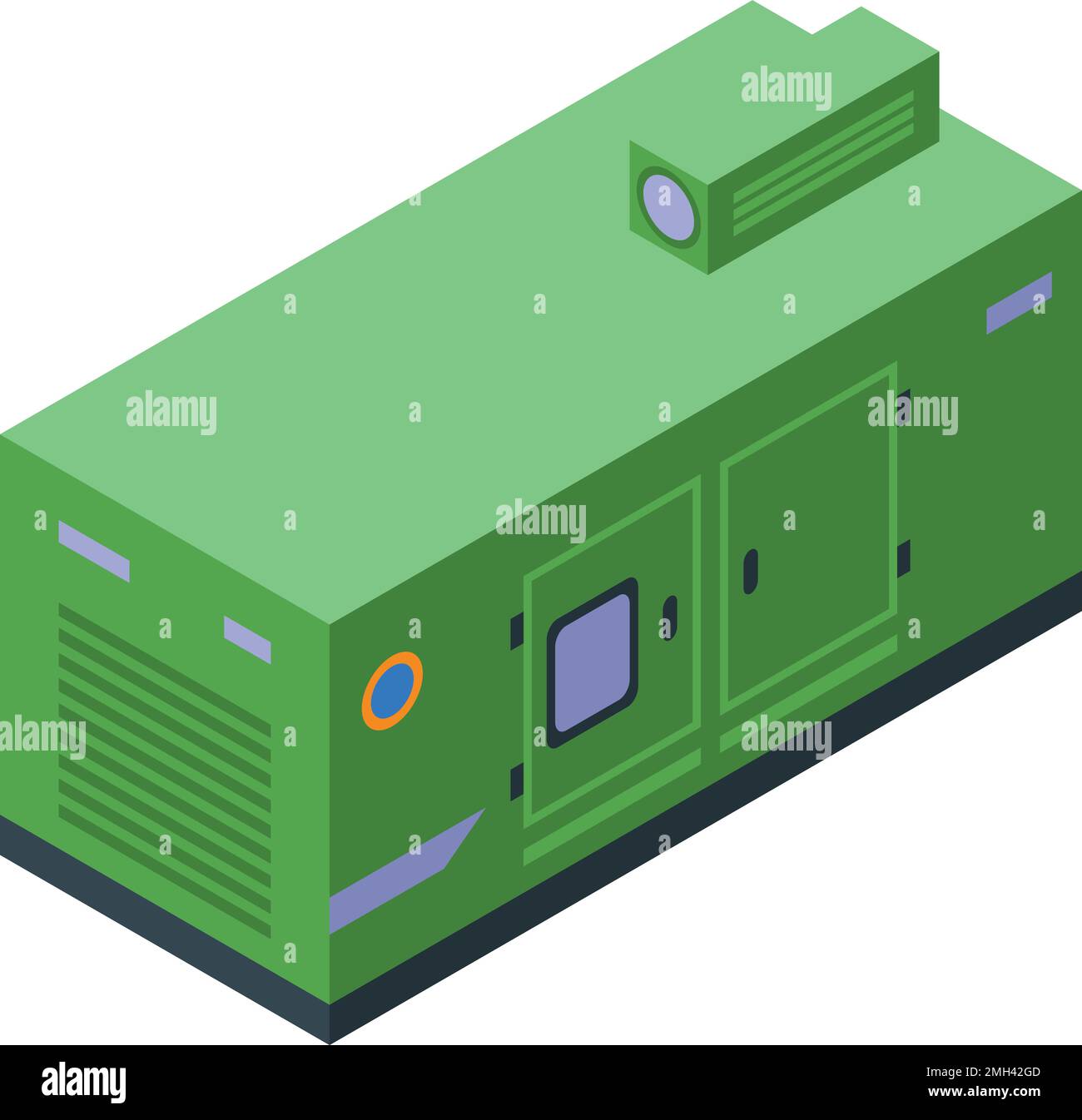 Green generator icon isometric vector. Power energy. Gas engine Stock ...