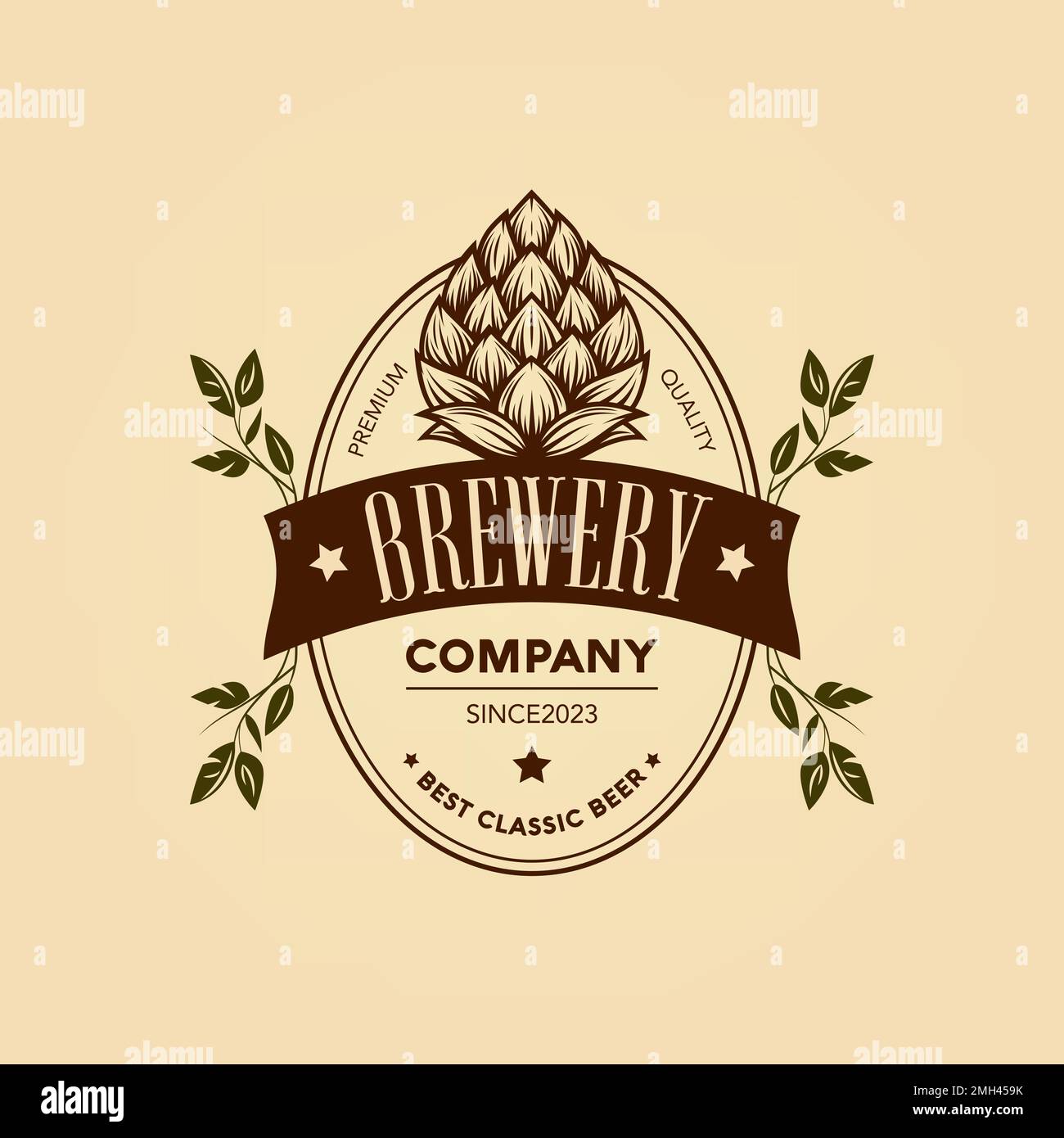 Vector Typography Design with Green Hand Drawn Cartoon Hop and Leaves ...