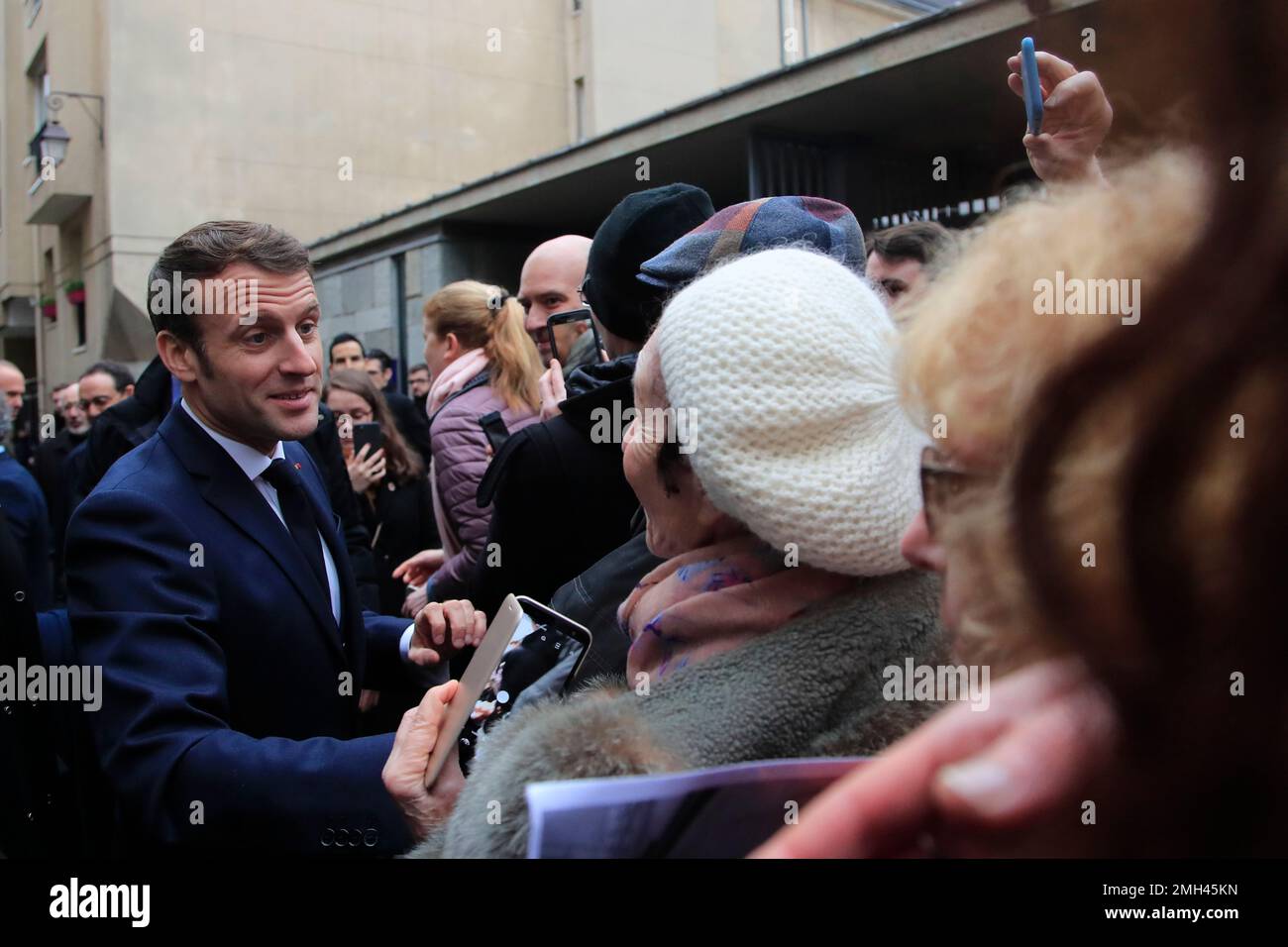 French President Emmanuel Macron meet people after inaugurating the ...