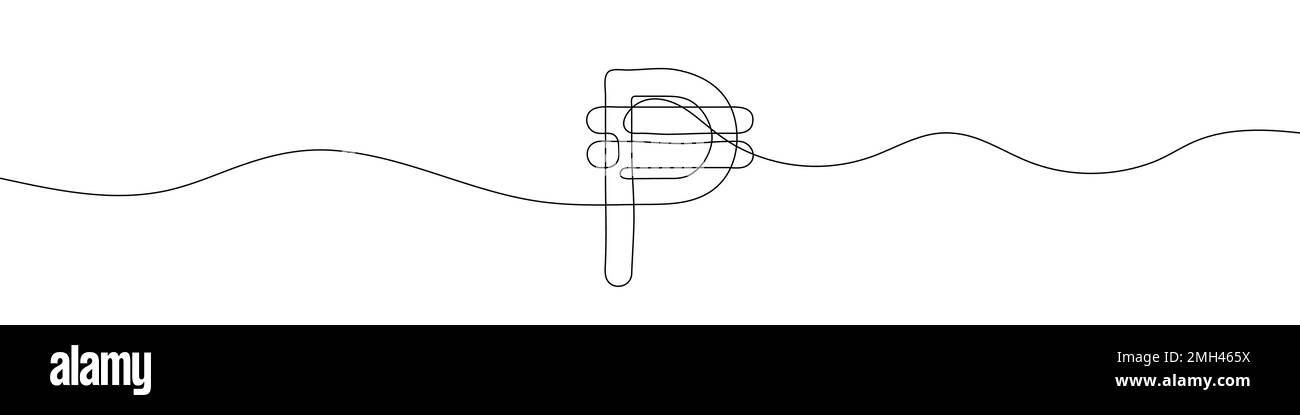 Continuous line drawing of peso currency symbol. Line art of Cuban peso ...