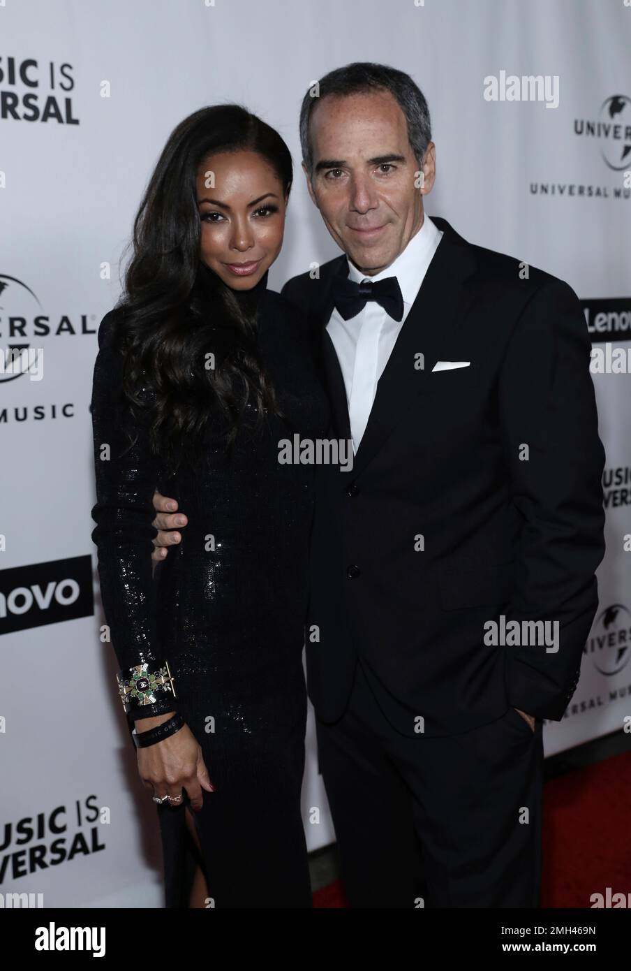 Angelina Davis, left, and Monte Lipman, CEO of Republic Records, attend ...