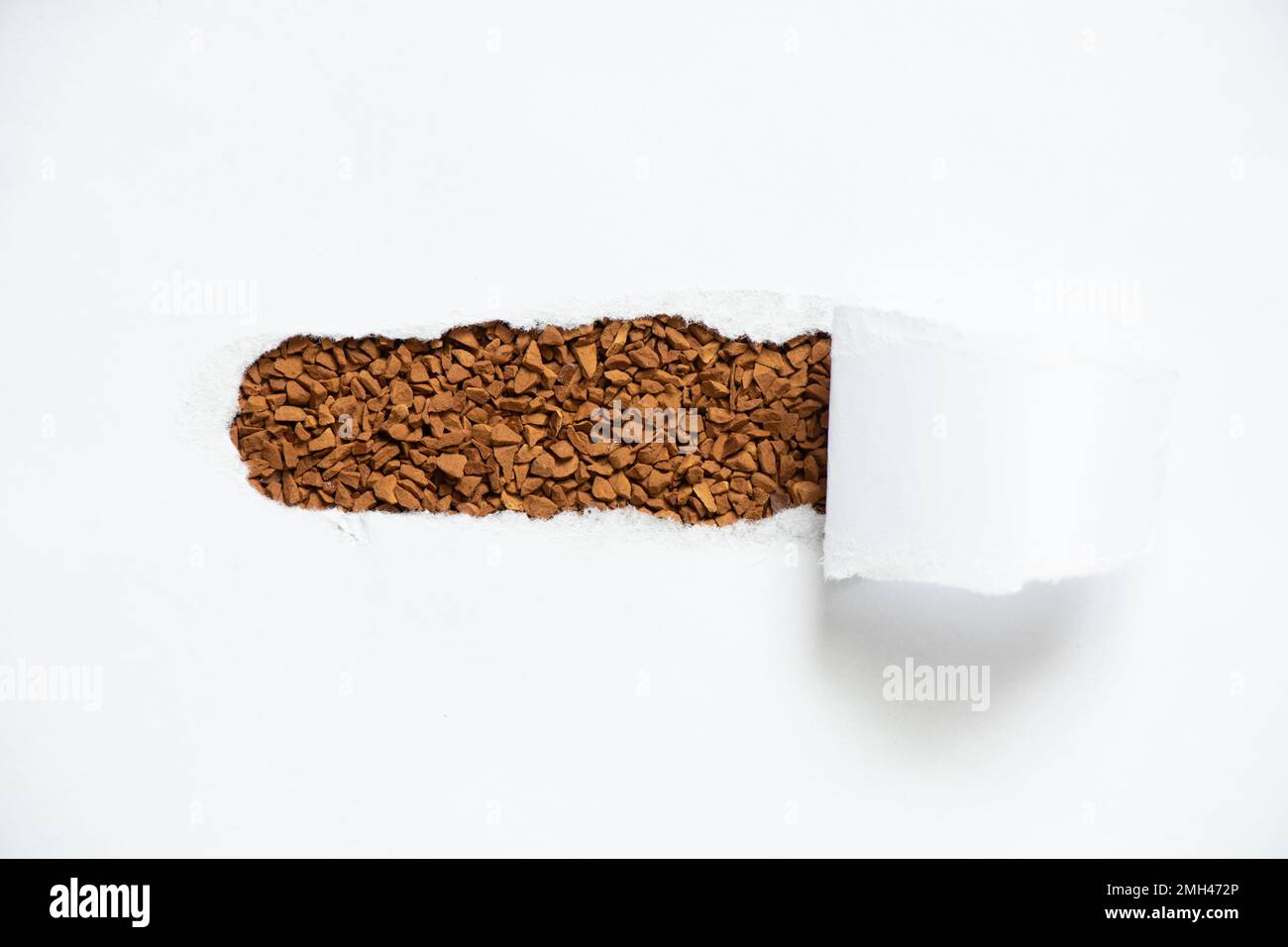 granular coffee on isolated white background, coffee background, torn ...