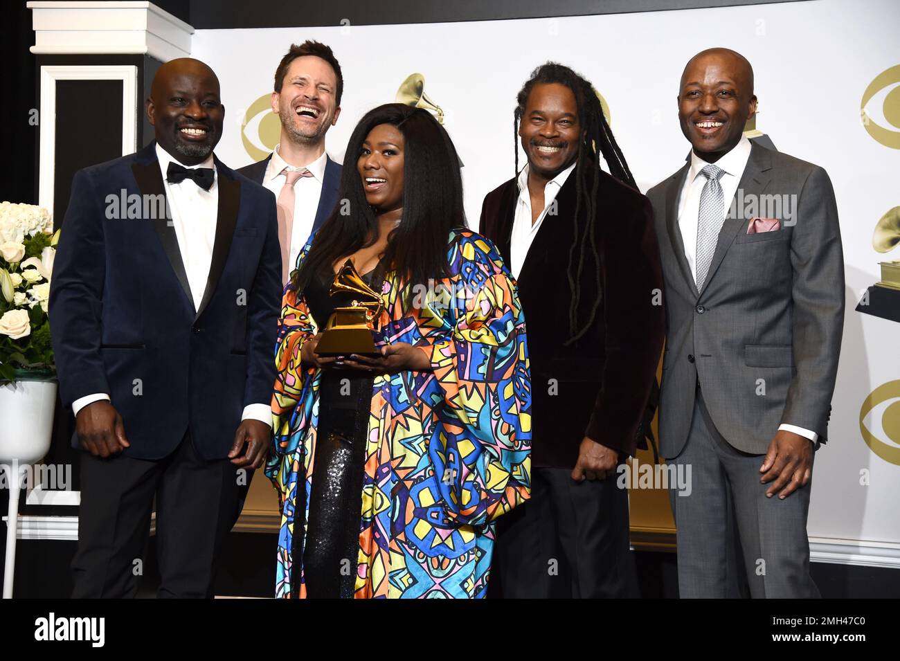 Members of Ranky Tanky pose in the press room with the award for best ...