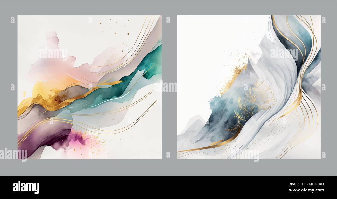 Abstract horizontal background designed with earth tone watercolor ...