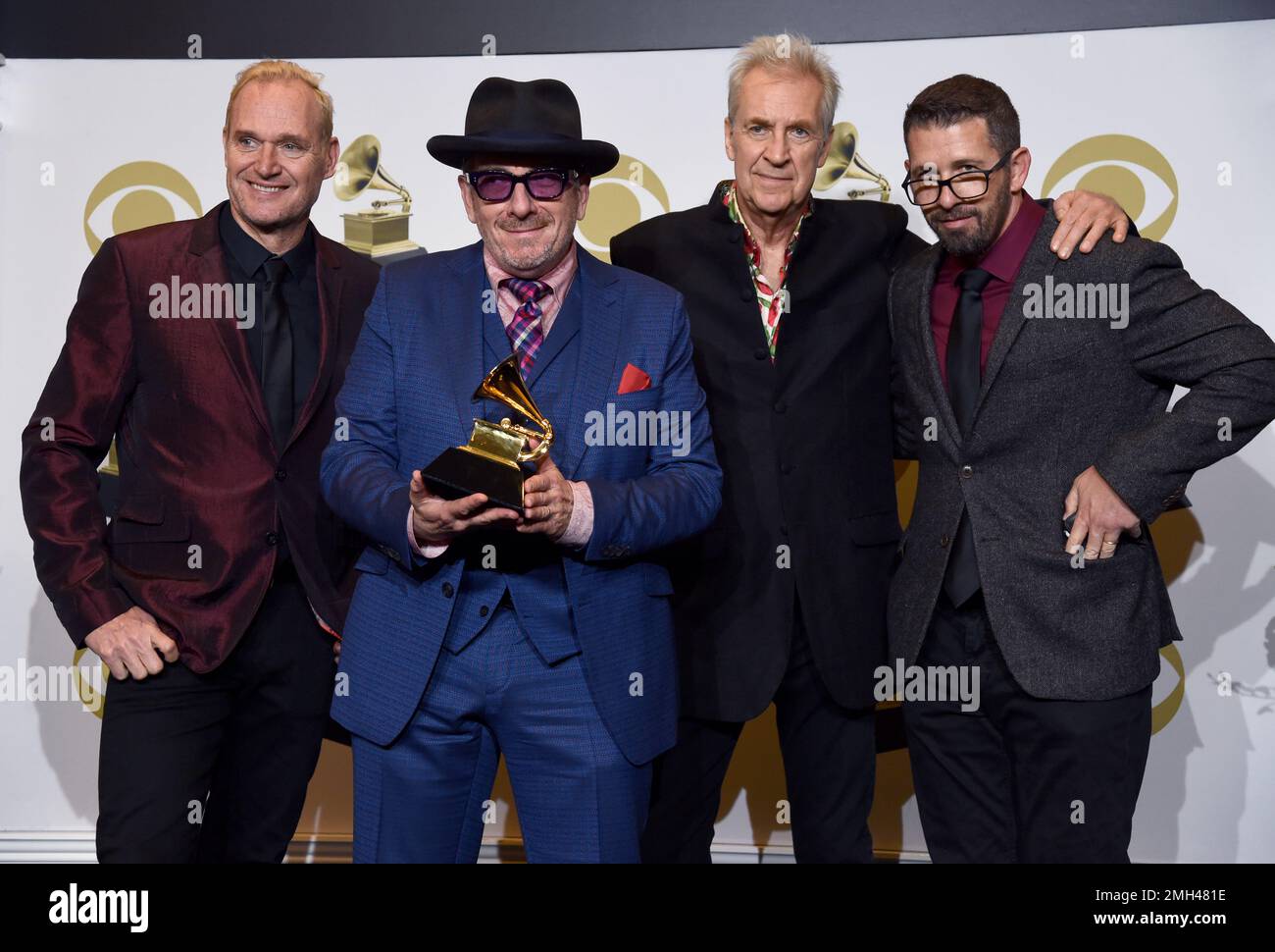 Davey Faragher, from left, Elvis Costello, Pete Thomas and Steve Nieve ...