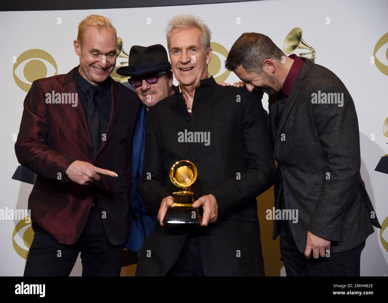 Davey Faragher, from left, Elvis Costello, Pete Thomas and Steve Nieve ...