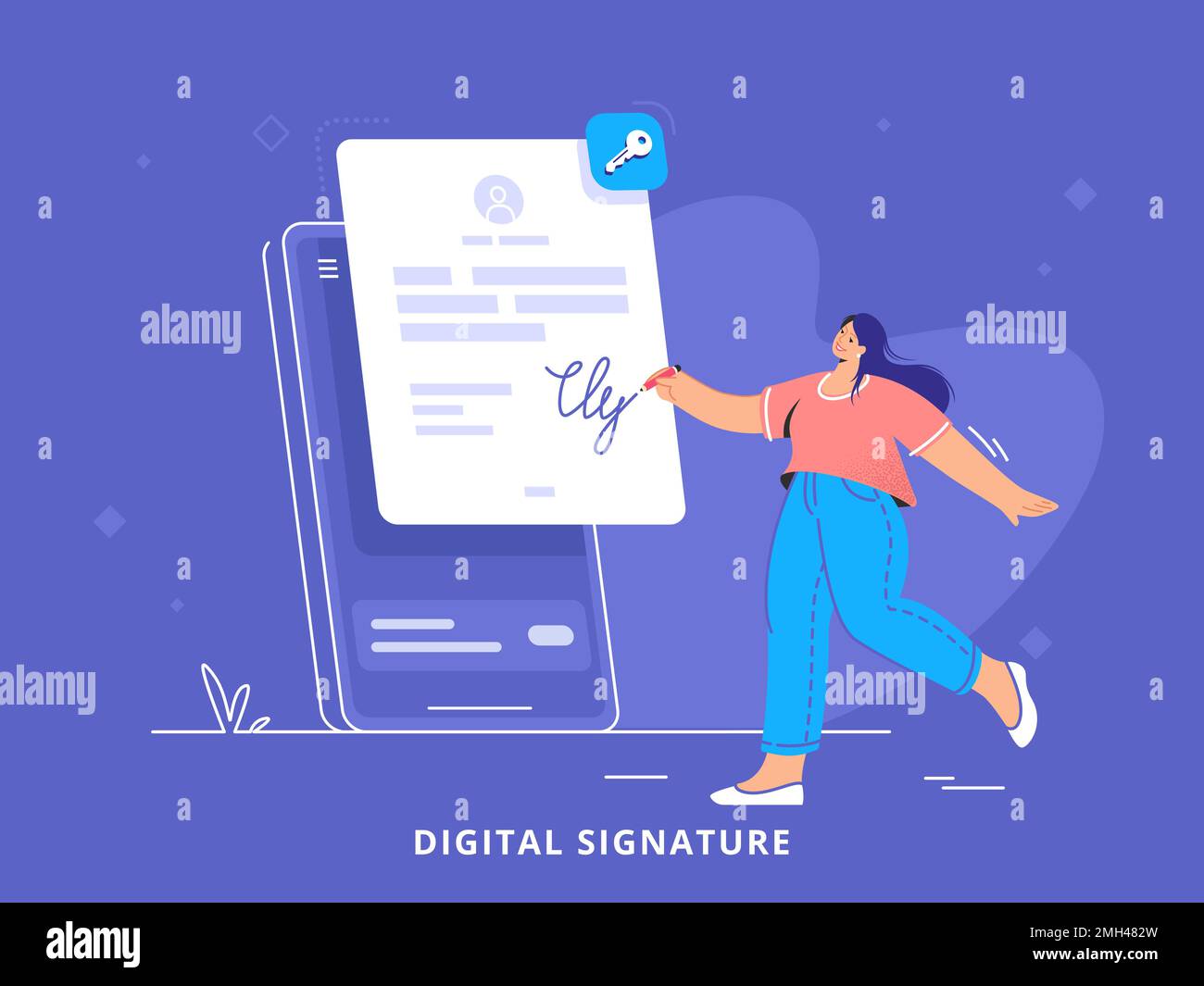 Digital signature on smartphone Stock Vector Images - Alamy