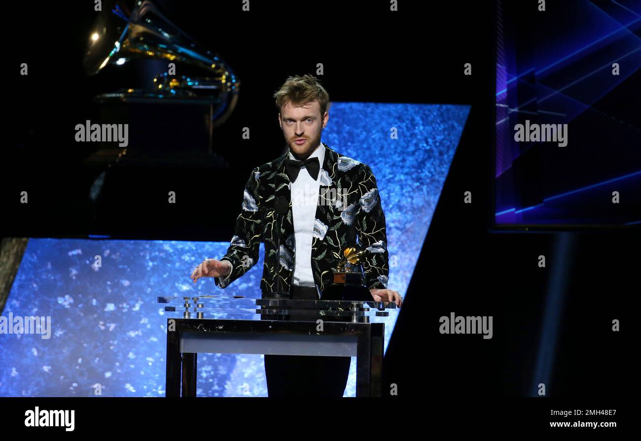 Finneas O'Connell accepts the award for producer of the year, non ...