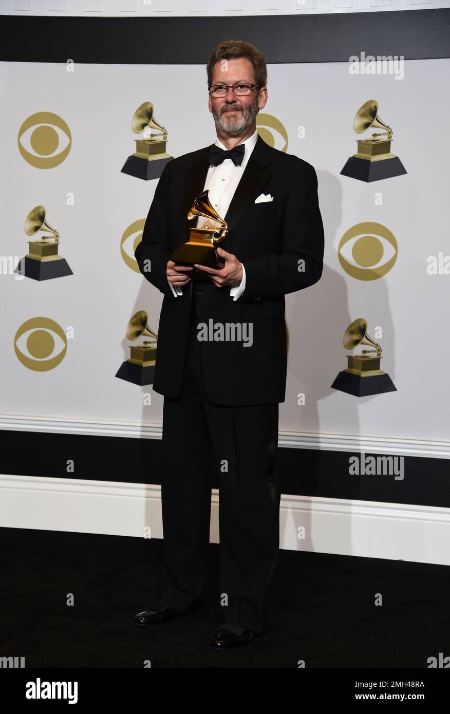 Blanton Alspaugh poses in the press room with the award for classical ...