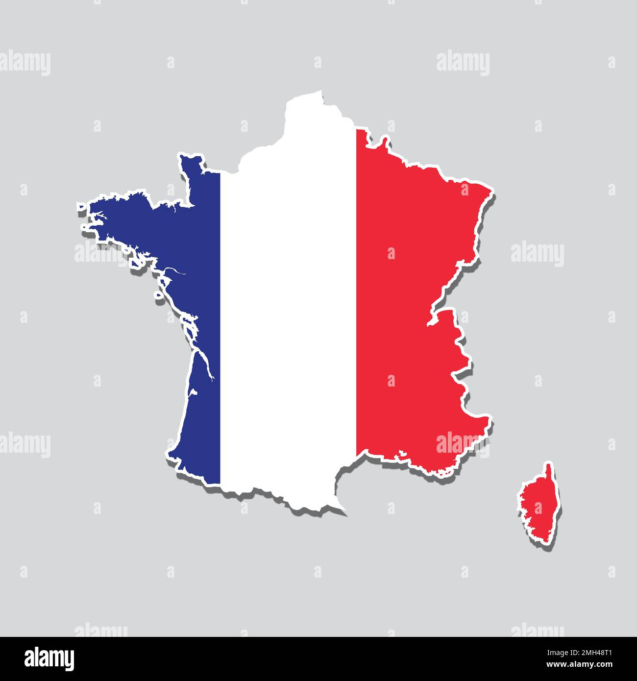 An illustration of the map of France with the colors of the flag Stock ...